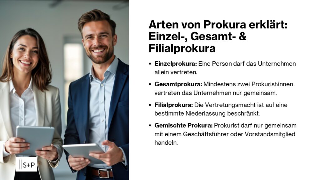 Arten von Prokura erklärt: Einzel-, Gesamt- & Filialprokura
