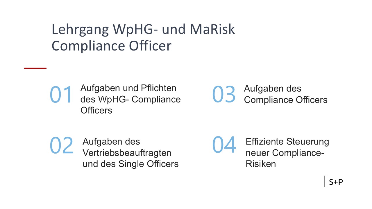 S+P Lehrgang: MaRisk- und WpHG-Compliance umsetzen