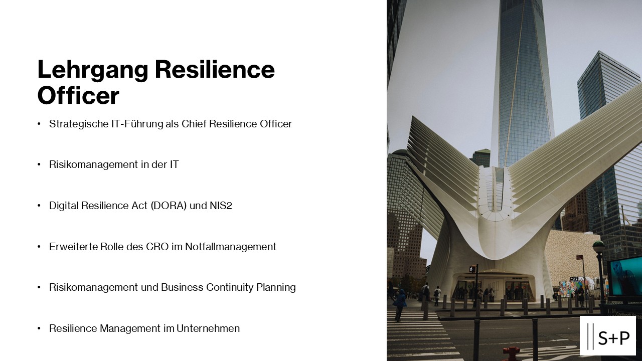 Resilience Officer Lehrgang: BCM, Krisenmanagement & DORA
